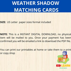 Weather Shadow Matching Cards,weather Montessori Toddler, Weather ...