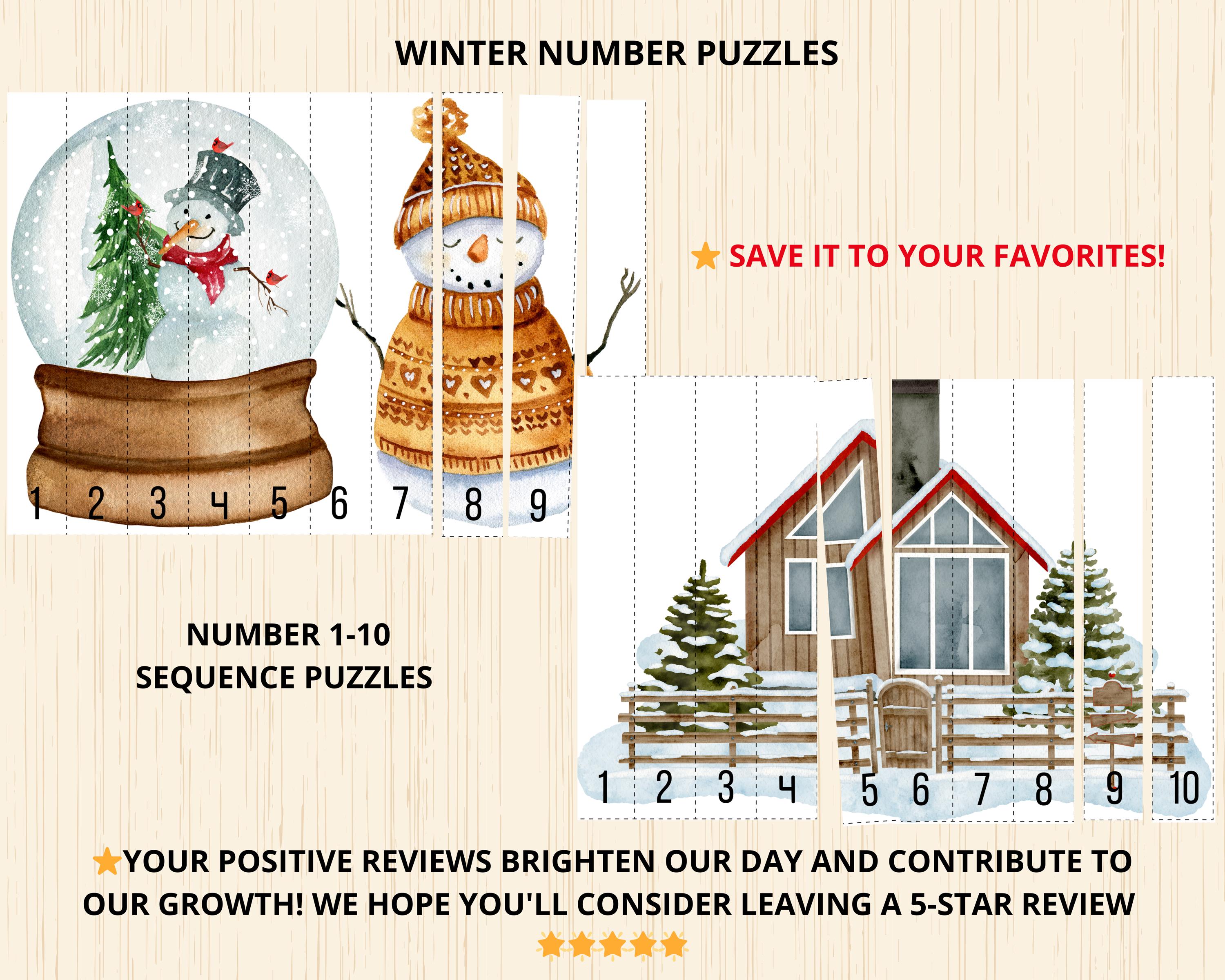 Winter Number Puzzle,winter Number Sequence Puzzles,xmas Numbers ...