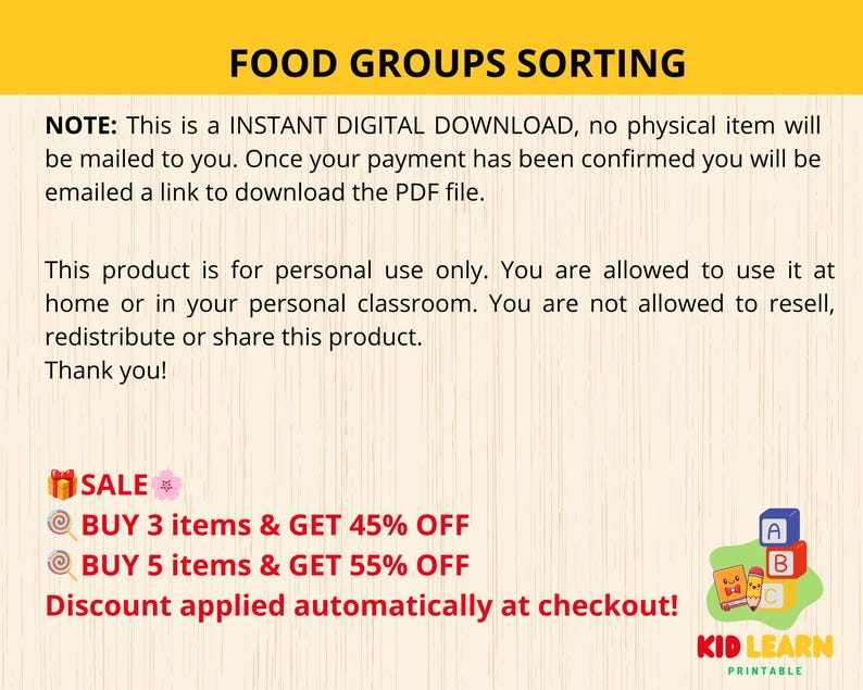 Food Groups Sorting,nutrition Activity Kids,preschool Nutrition Sorting ...