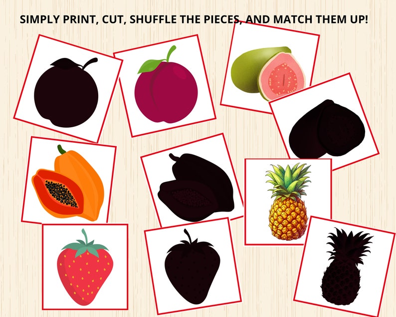 Fruits Shadow Matching,fruits Matching Game,fruit Montessori,fruits ...