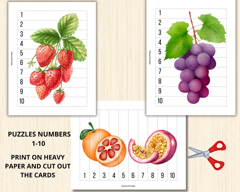 Fruits Puzzle Number Sequence,toddler Puzzle Pairs,fruit Matching ...