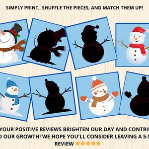 Winter Shadow Matching,christmas Winter Game,snowman Shadow Matching ...