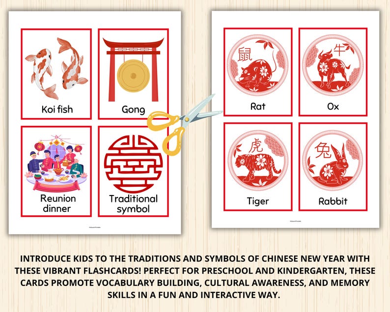 Chinese New Year Flashcards,lunar New Year Vocabulary Cards,montessori ...