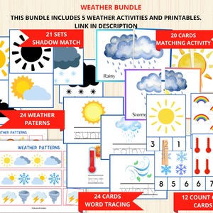 Weather Shadow Matching Cards,weather Montessori Toddler, Weather ...