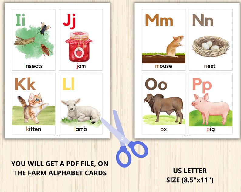 On the Farm Alphabet Cards,farm ABC Letters,farm Alphabet,farm ...