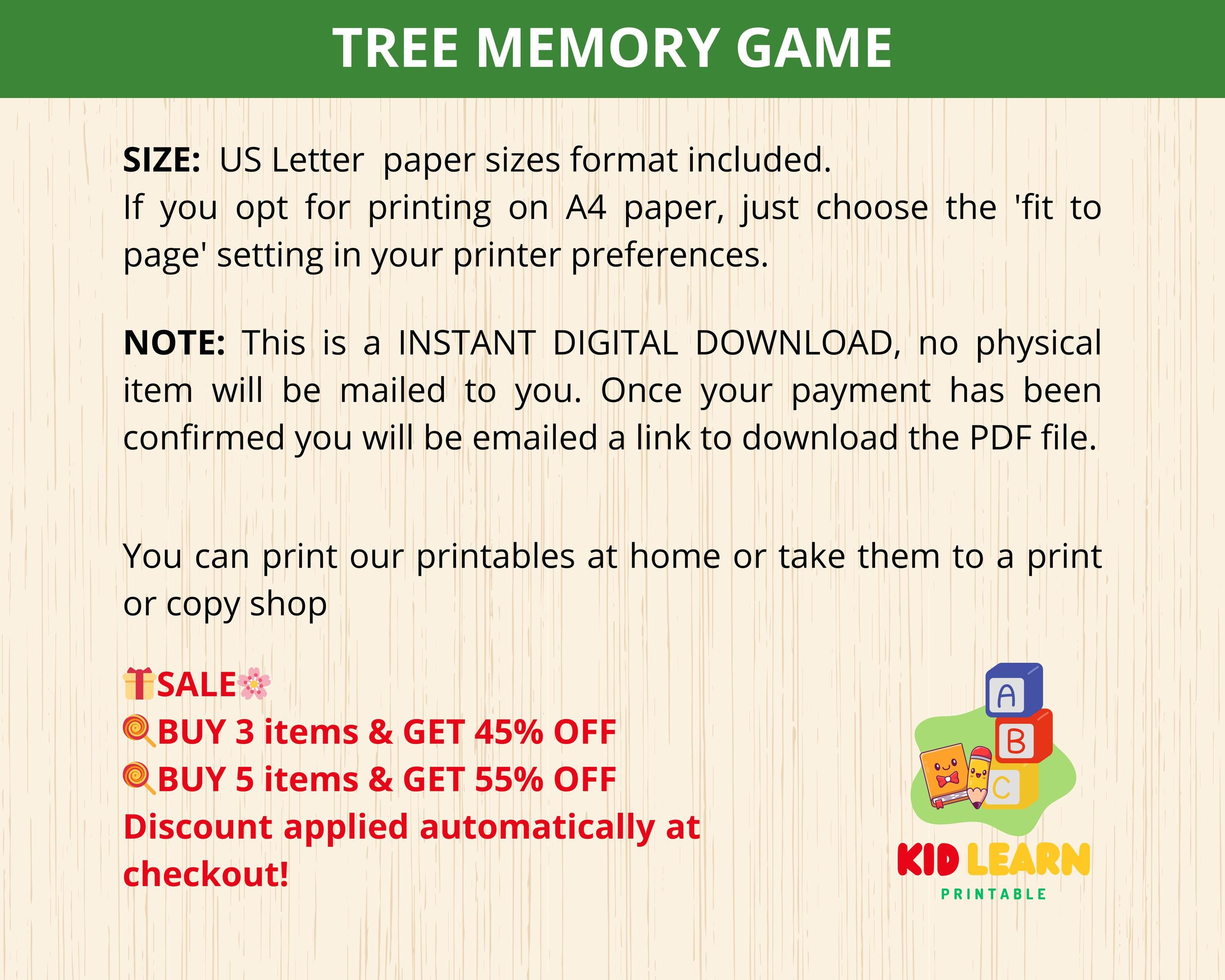 Tree Memory Game,tree Matching Game,tree Unit Study,nature Memory Game ...