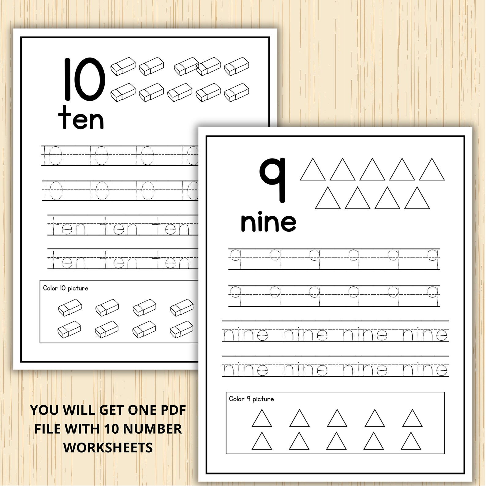 1-10 Printable Number Tracing,preschool Worksheet, Homeschool , Teacher ...