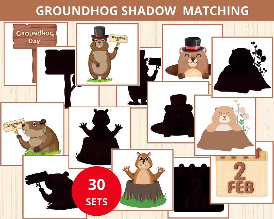 Groundhog Shadow Matching Activity,groundhog's Day Shadow Game,spring ...