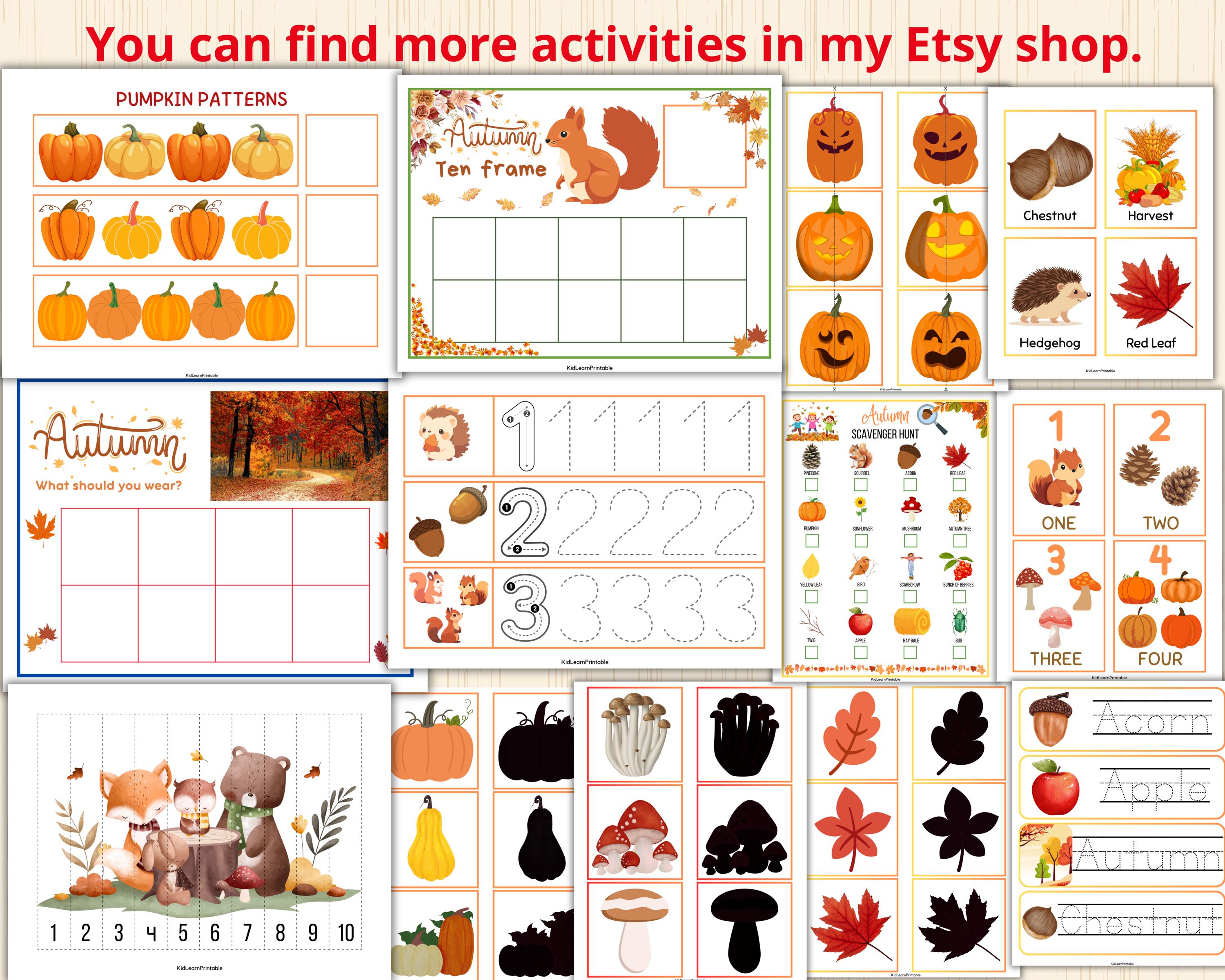 Pumpkin Number Sequence Puzzles,autumn Activity,fall Preschool,counting ...