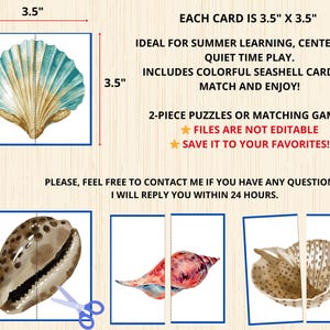 Seashell Matching Activity,seashell Matching Game,ocean Animal Puzzles ...