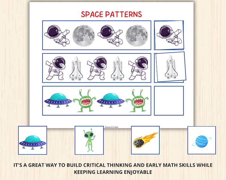 Space Patterns,space Montessori,pattern Worksheet,homeschool Learning ...