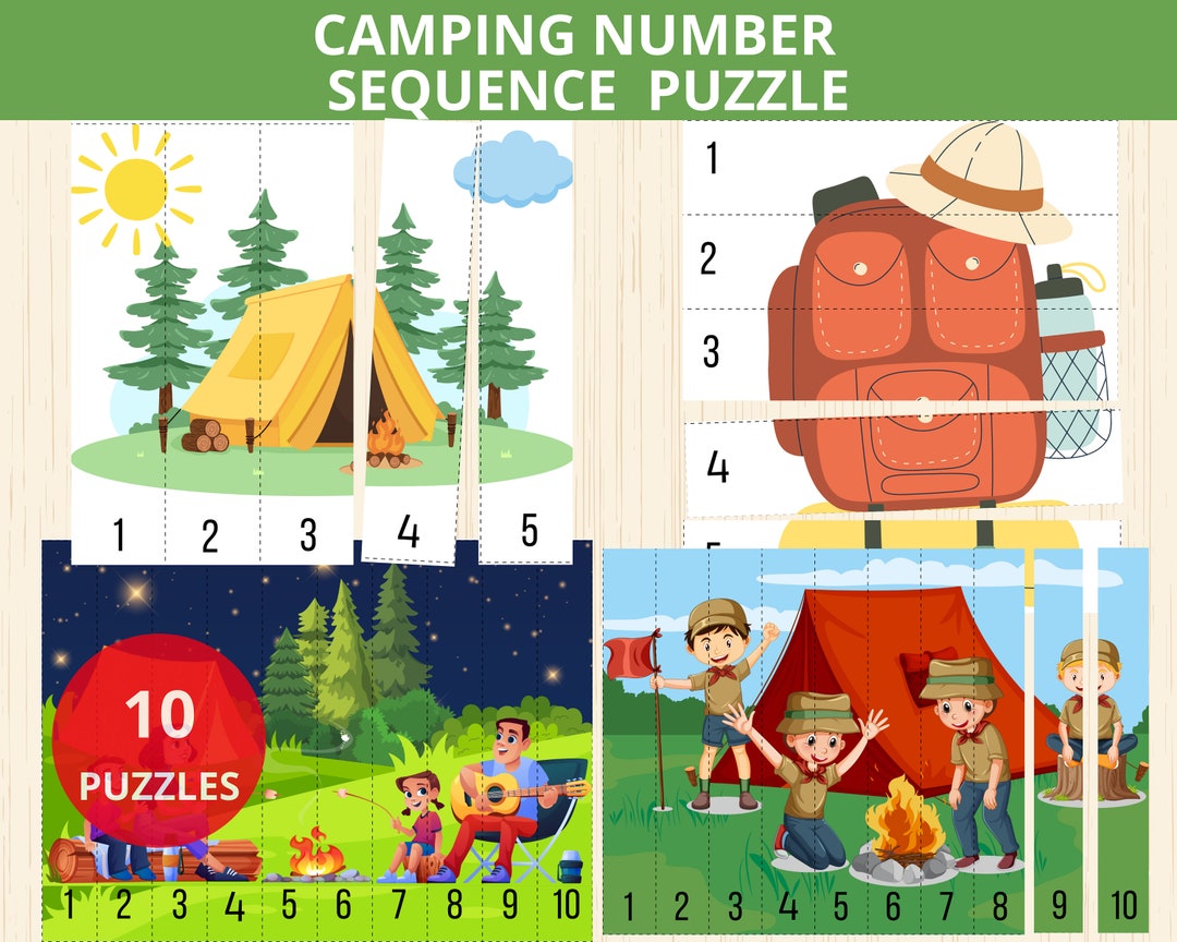 Camping Puzzle,camping Number Sequence,numbers 1-10,camping Summer ...
