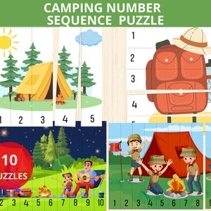 Camping Puzzle,camping Number Sequence,numbers 1-10,camping Summer ...
