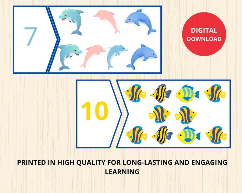 Ocean Animals Number Matching Puzzles,sea Animals Puzzle,counting ...