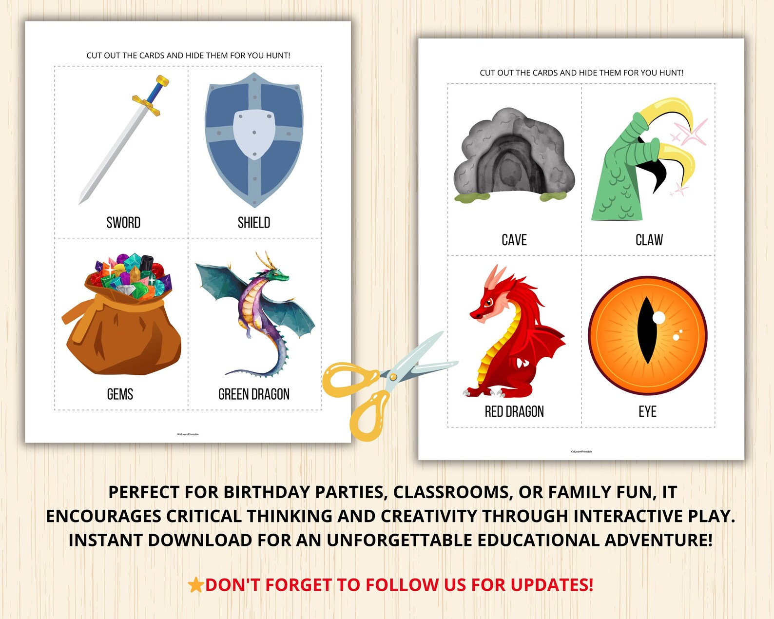 Dragon Scavenger Hunt,dragon Party Game,fairy Tale Party Game,dragon ...