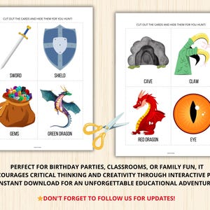 Dragon Scavenger Hunt,dragon Party Game,fairy Tale Party Game,dragon ...