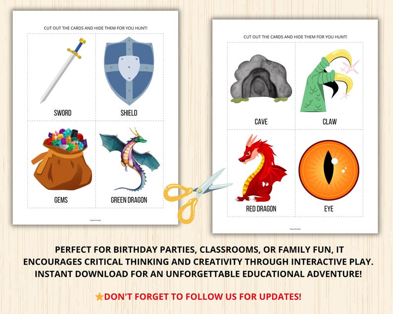 Dragon Scavenger Hunt,dragon Party Game,fairy Tale Party Game,dragon ...