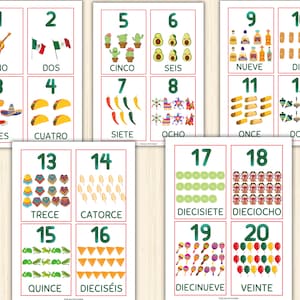 Numbers Bilingual Flashcards, Spanish and English, Early Learning ...