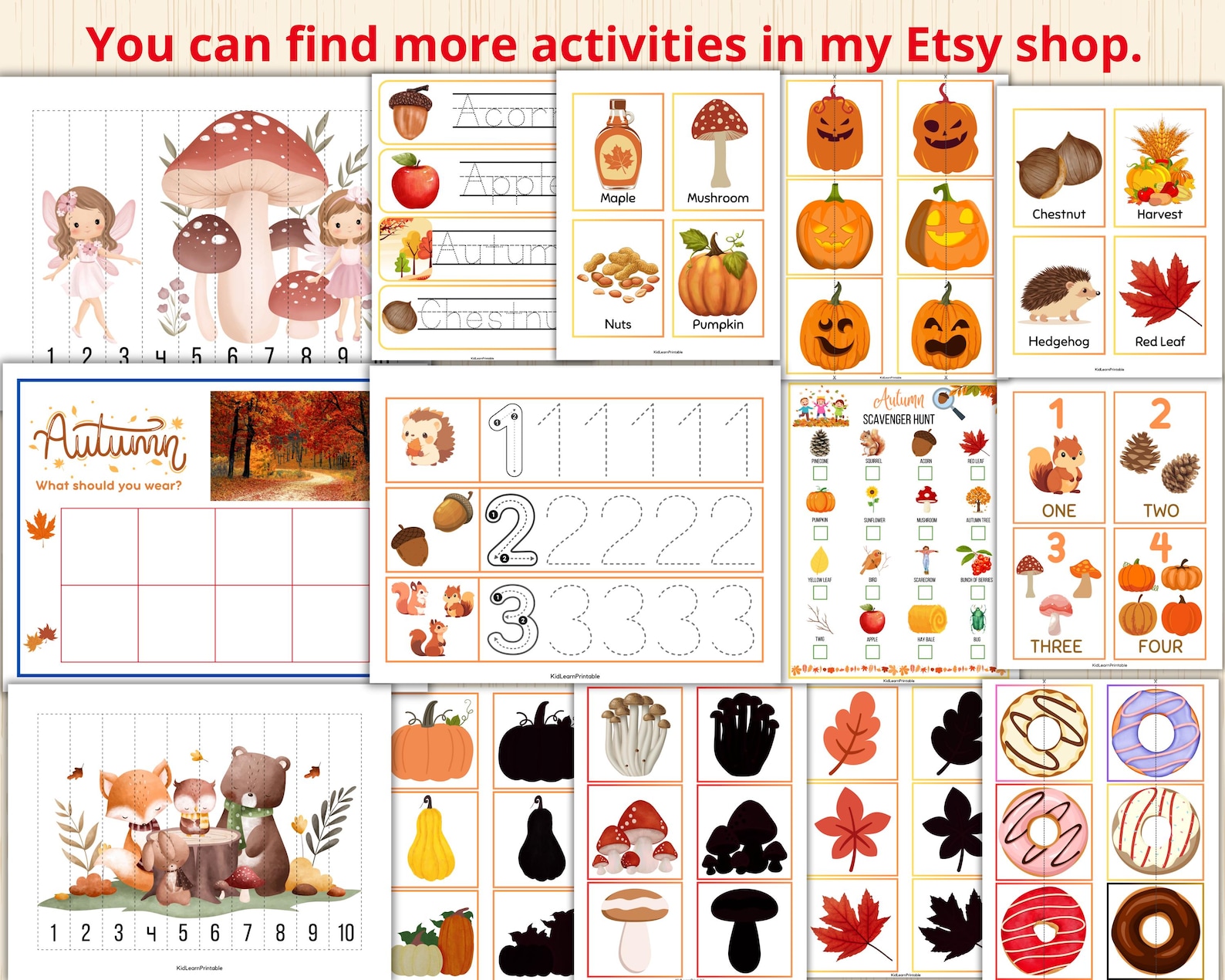 Autumn Alphabet,autumn Flashcard,fall Unit Study,alphabet Cards for ...