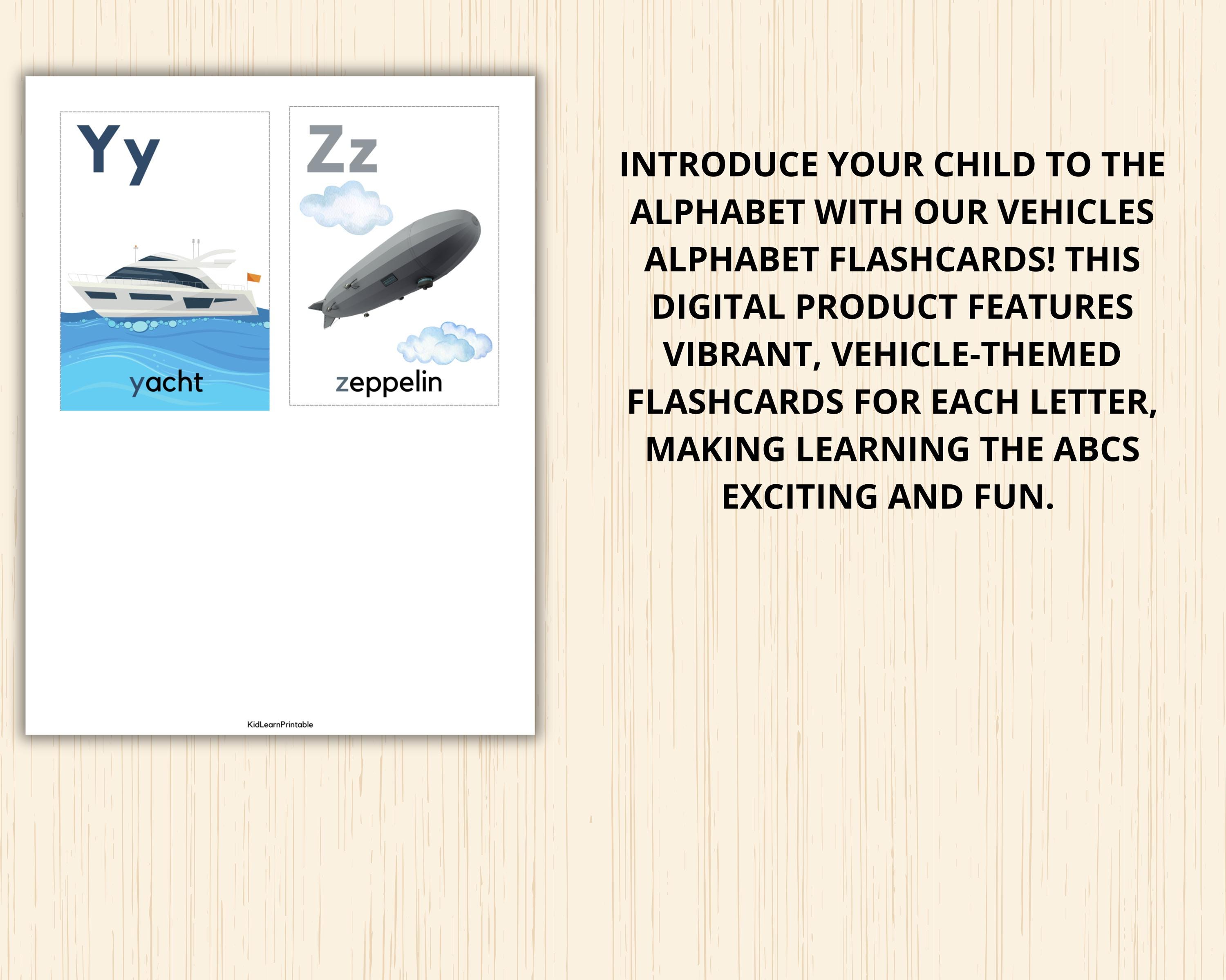 Vehicles Alphabet,transportation Alphabet Flash Cards,alphabet ...