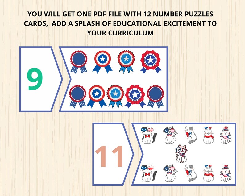 4th of July Number Matching,4th of July Puzzle,counting Activity,number ...