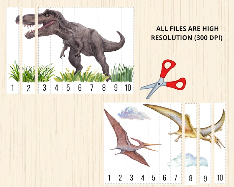 Dinosaur Puzzle Number,dinosaur Sequence Puzzles,montessori Preschool ...