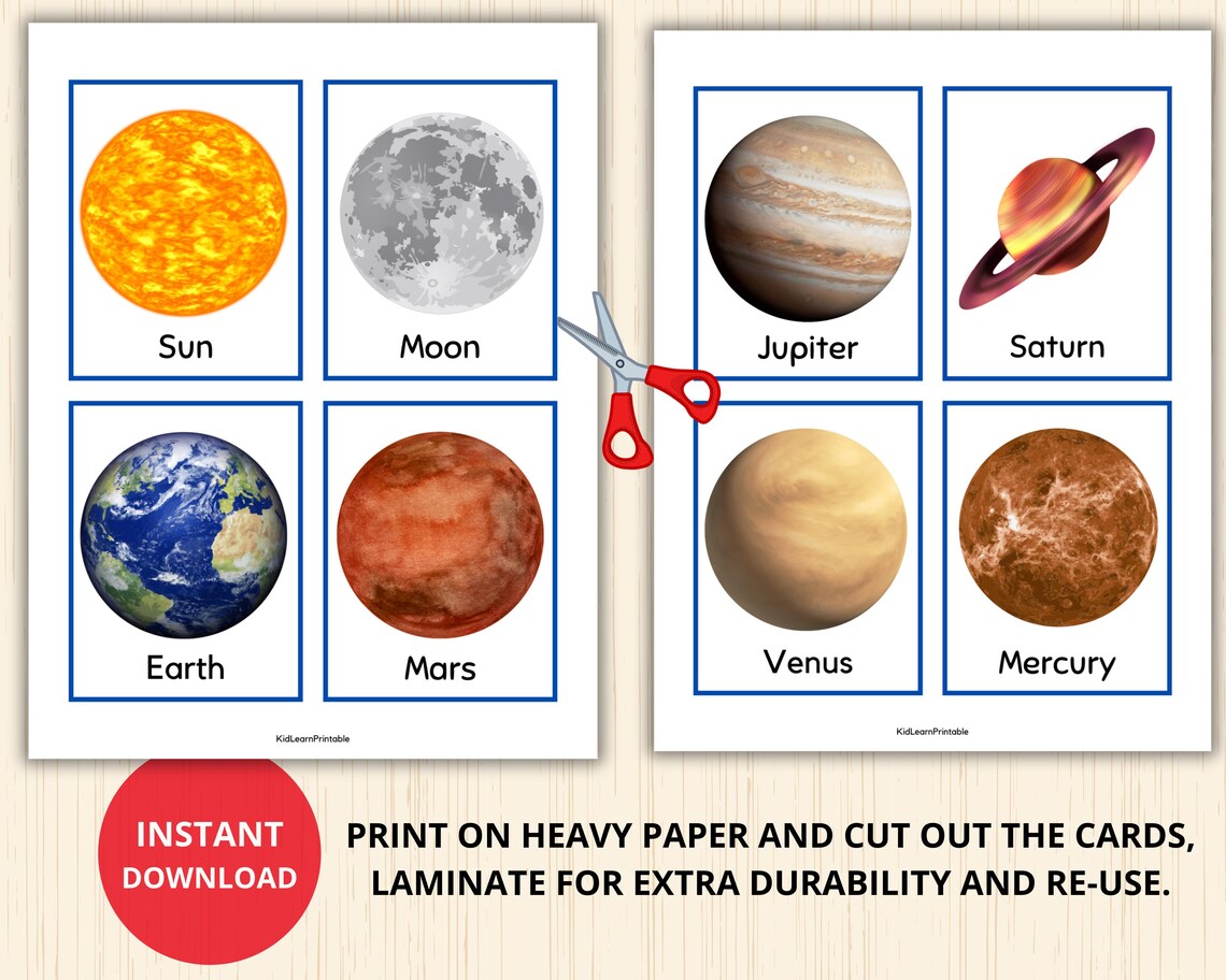 Space Flashcard,planets Flashcards,solar System Flash Cards,space ...
