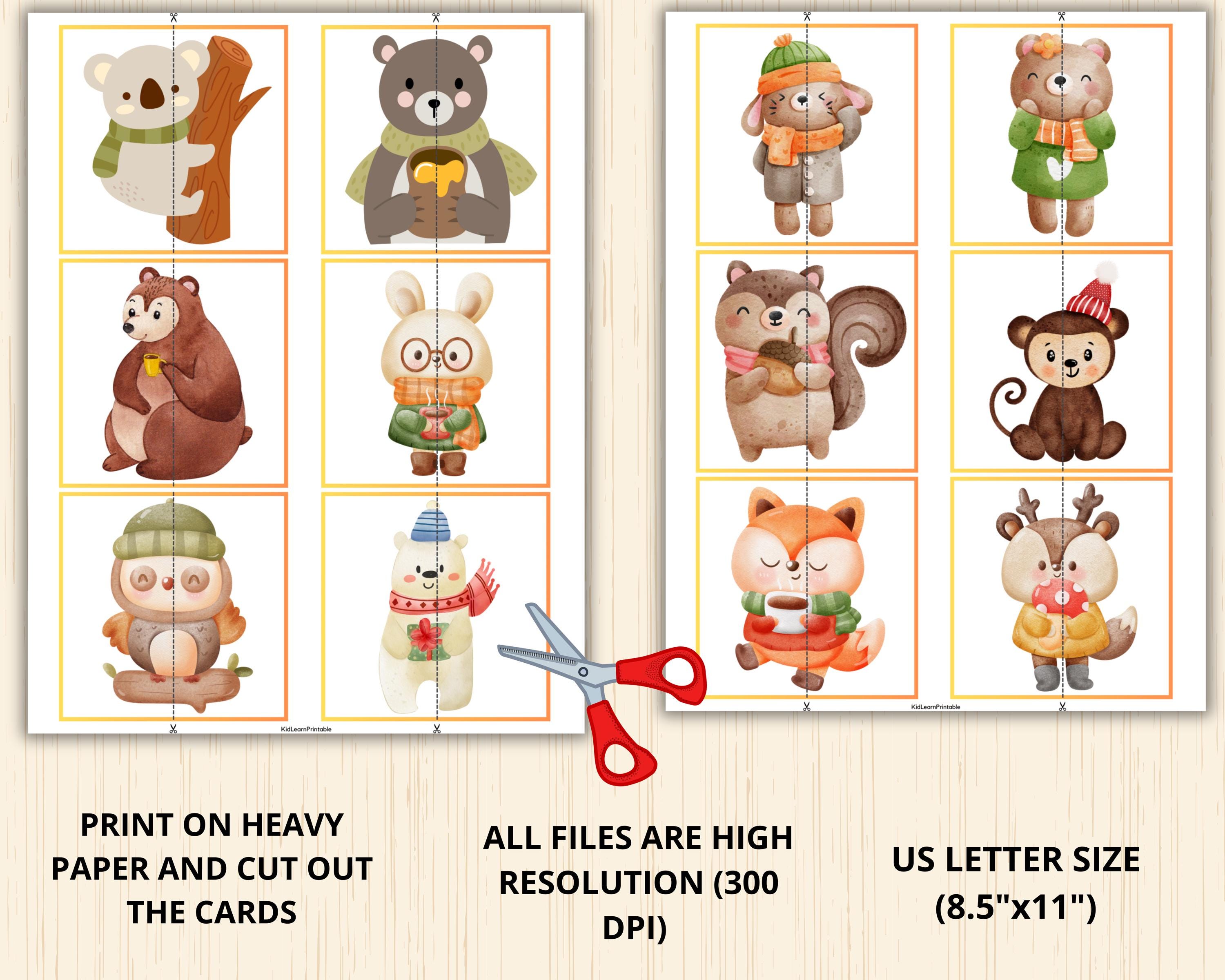 Autumn Animals Matching Game,fall Preschool Activity,matching Game for ...