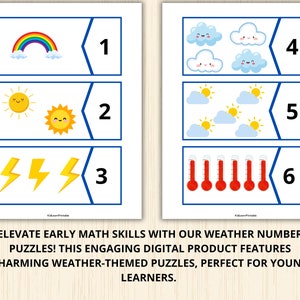 Weather Number Matching,weather Puzzles,weather Preschool,number Puzzle ...