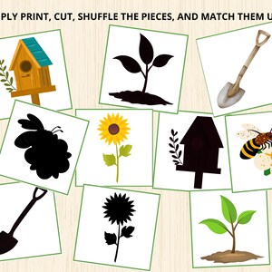 Garden Shadow Matching Cards,garden Flashcards, Spring Activity ...