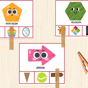 Shapes Sorting Activity,shapes Clip Card,matching Activity,learning ...