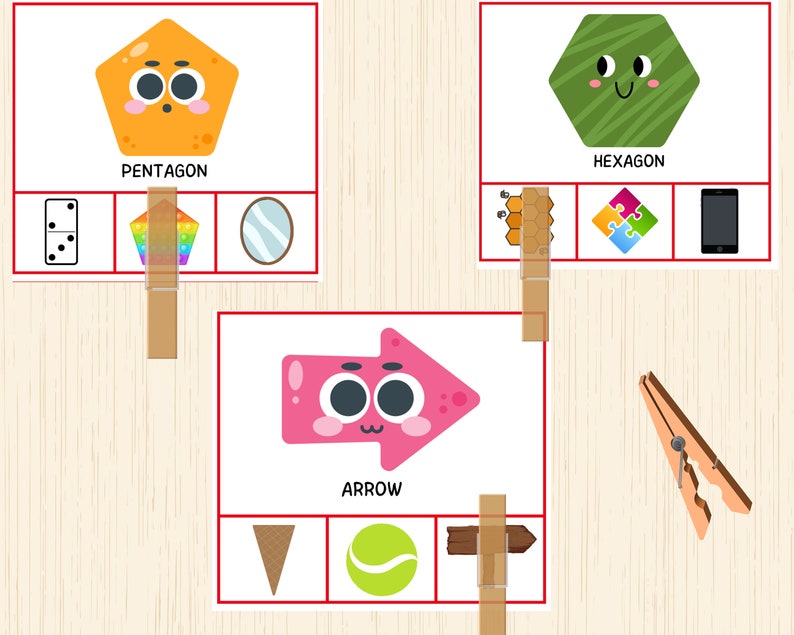 Shapes Sorting Activity,shapes Clip Card,matching Activity,learning ...