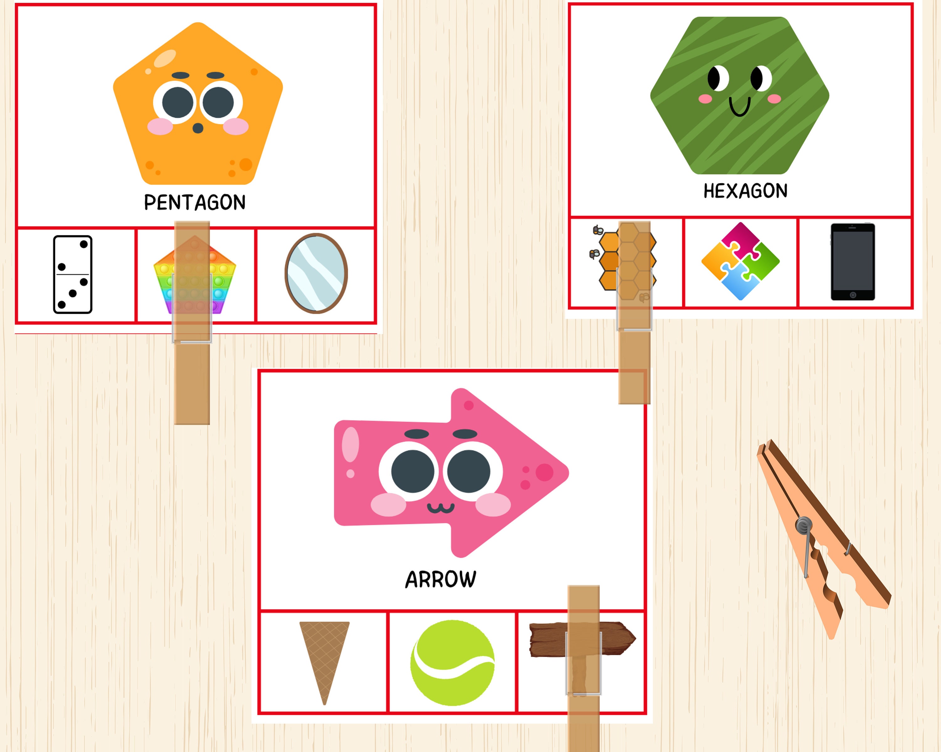Shapes Sorting Activity,shapes Clip Card,matching Activity,learning ...