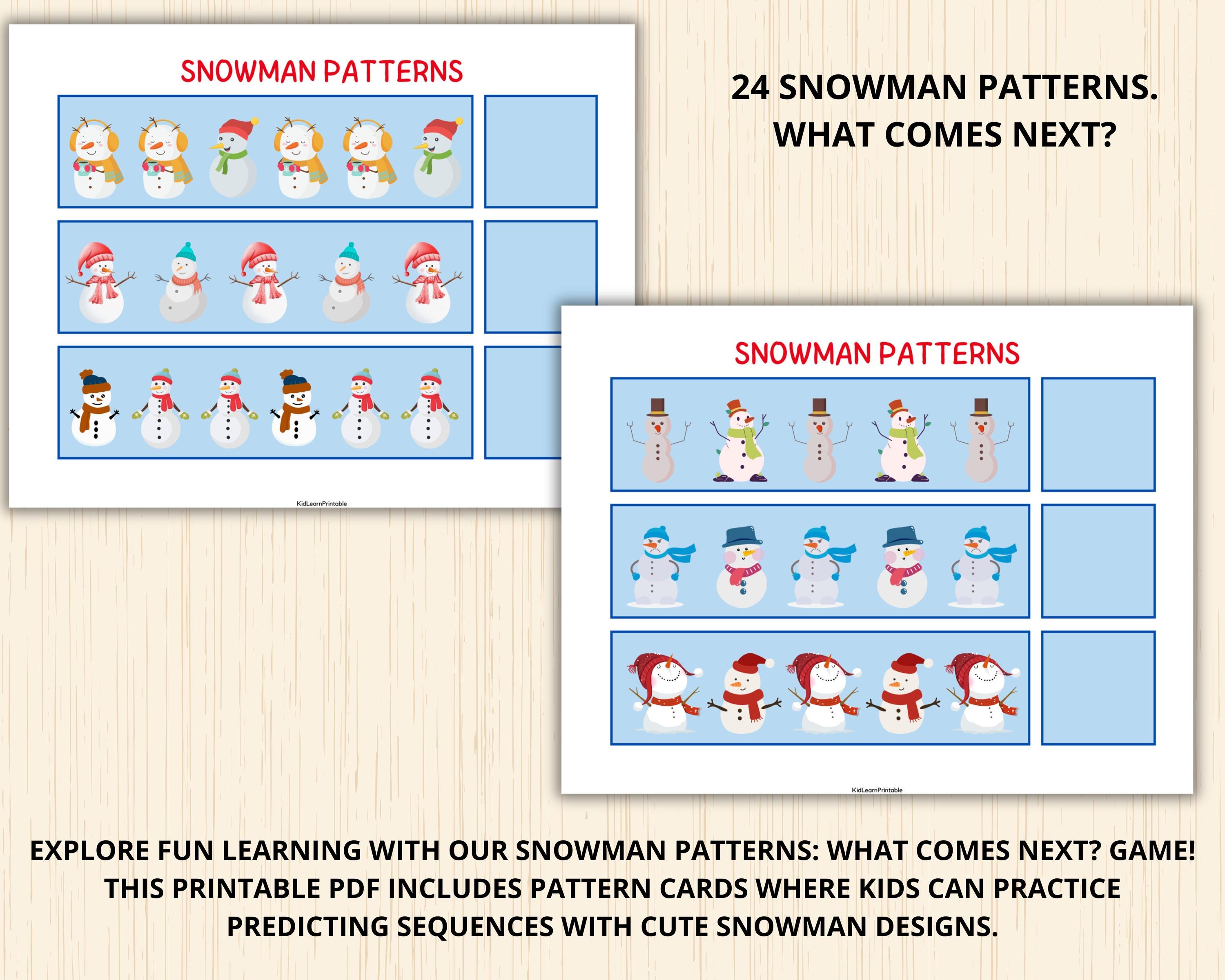 Snowman Patterns,winter Patterns,what Comes Next,pattern Worksheet ...