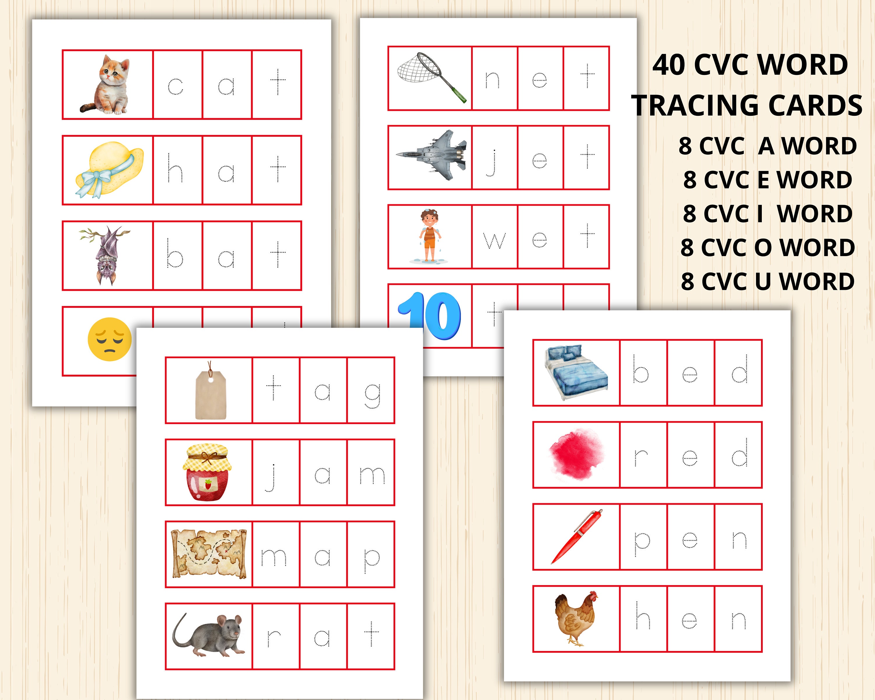 CVC Word Matching Cards, Montessori Moveable Alphabet,phonic Alphabet ...