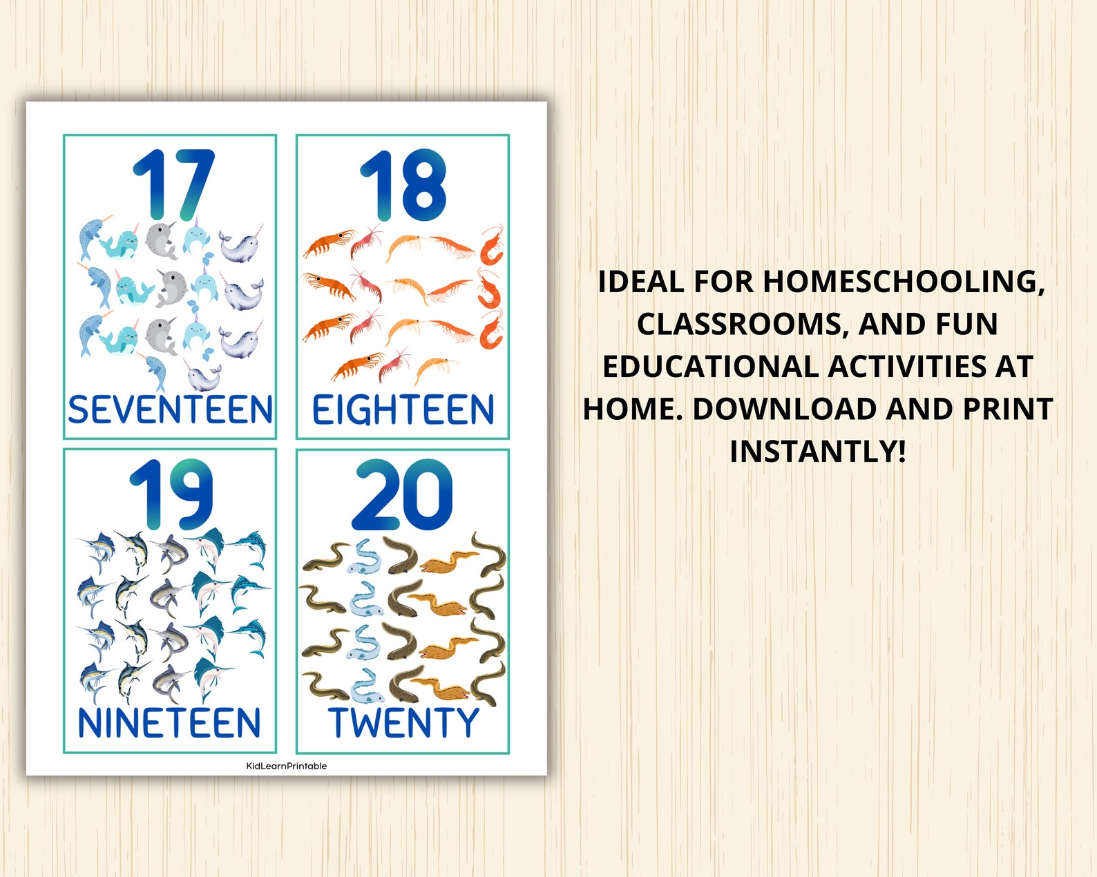 Ocean Number 1-10 Flashcards,sea Animals Number Cards,sea Animals ...