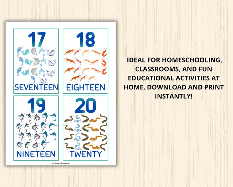 Ocean Number 1-10 Flashcards,sea Animals Number Cards,sea Animals ...