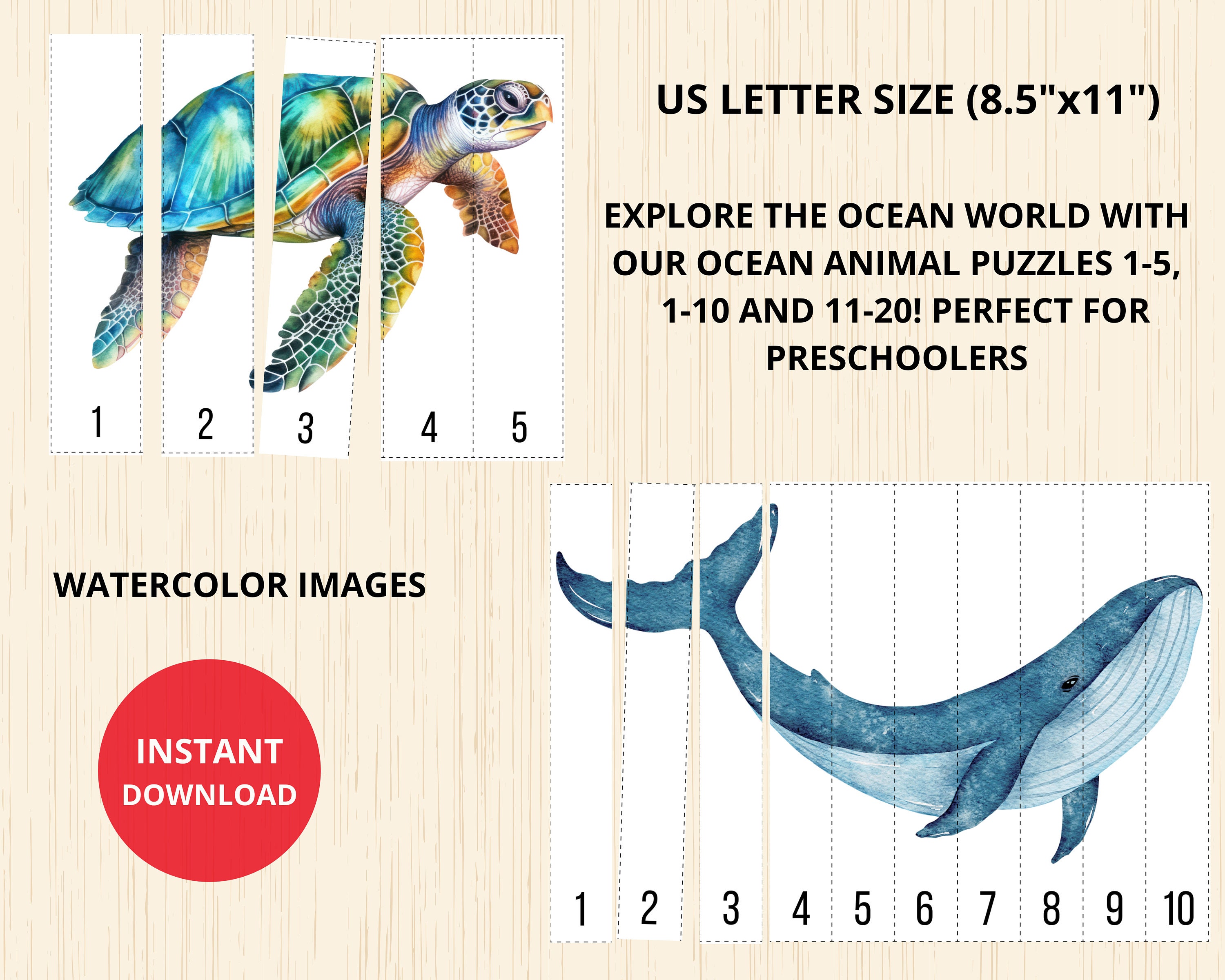 Ocean Animal Puzzles,sea Animal Puzzle,ocean Animal Number Sequence ...