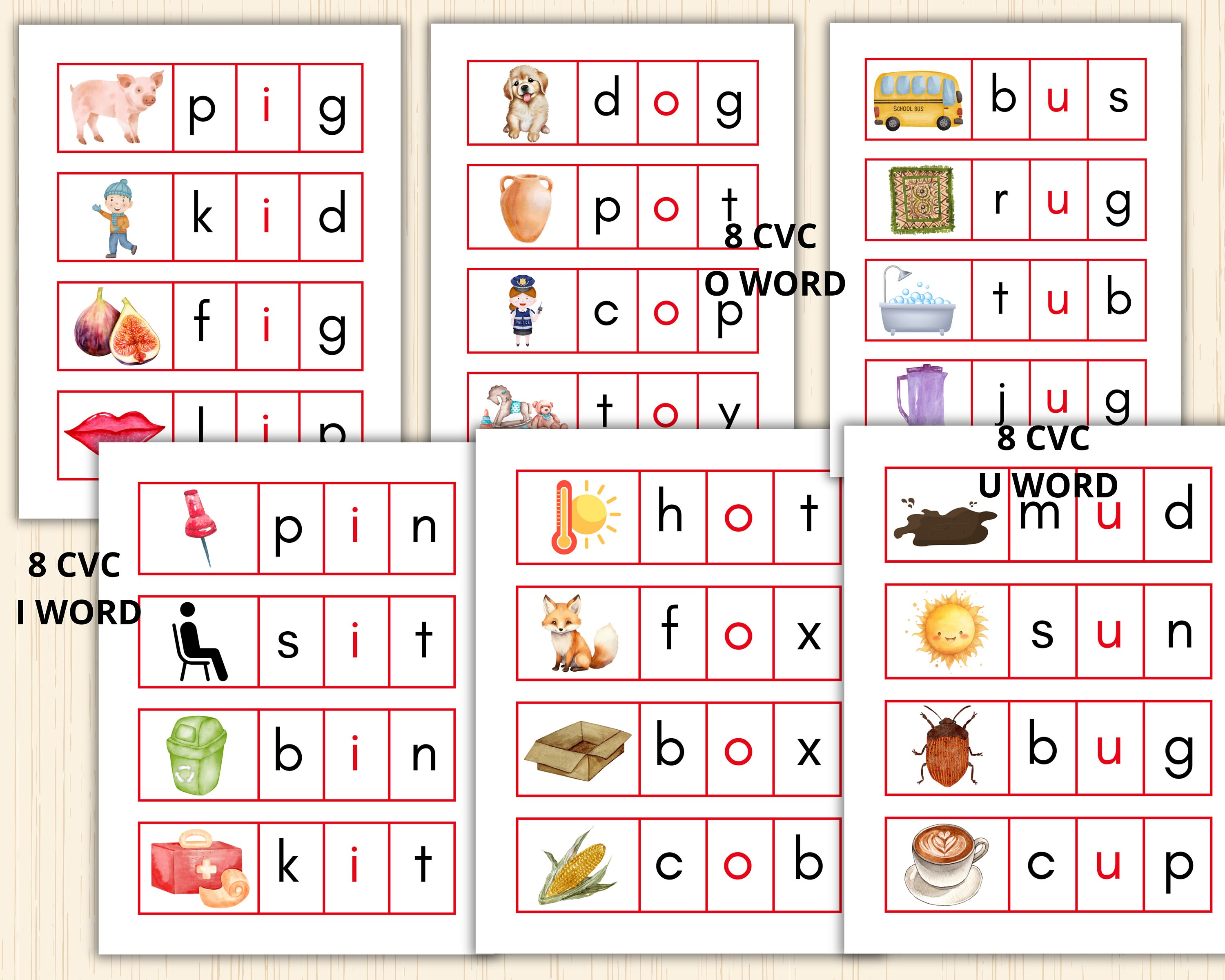 CVC Word Matching Cards, Montessori Moveable Alphabet,phonic Alphabet ...