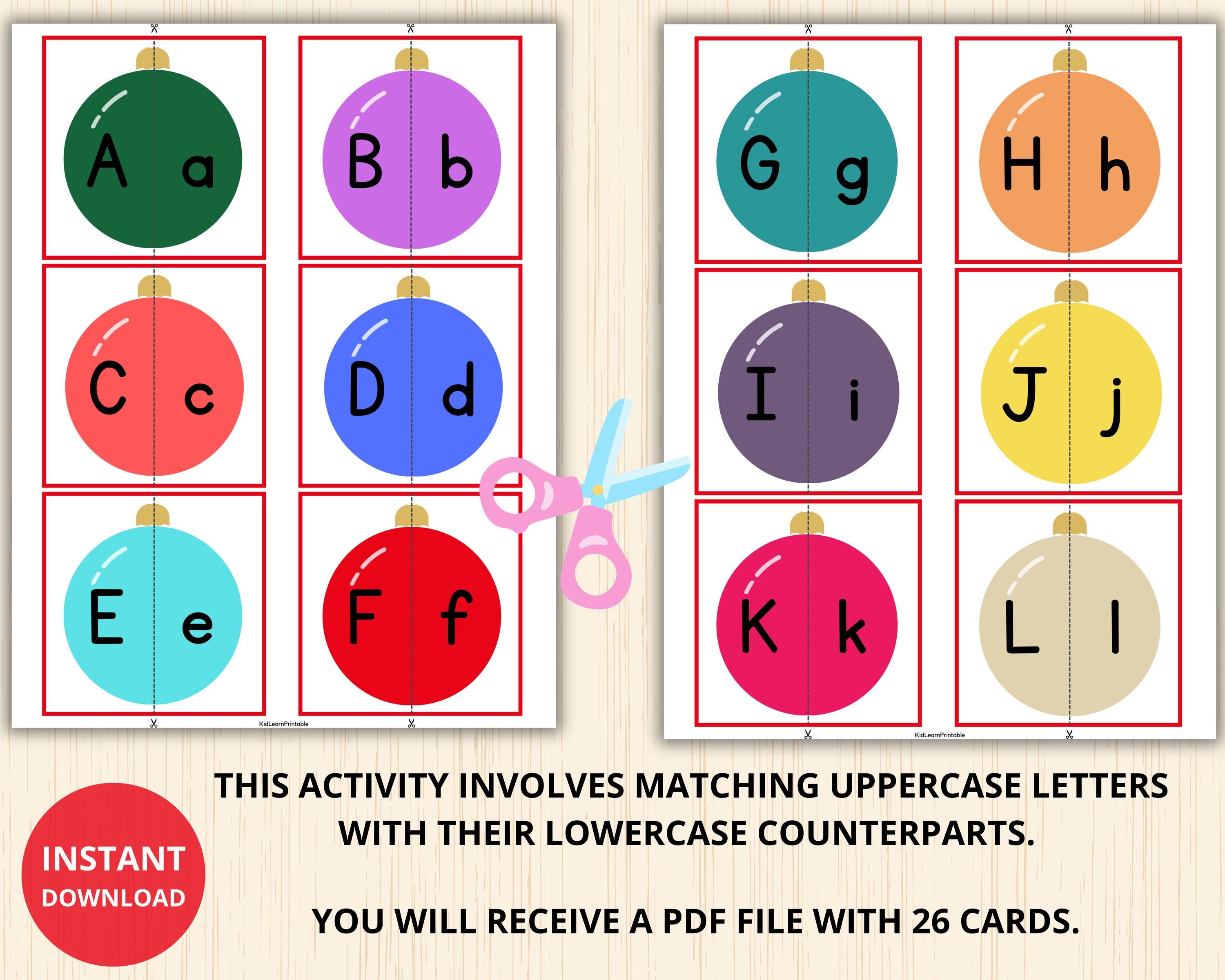 Ornament Letter Match,winter Alphabet Matching,uppercase Lowercase ...