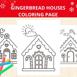 Gingerbread Houses Coloring Pages, Kids Christmas Coloring Sheets ...