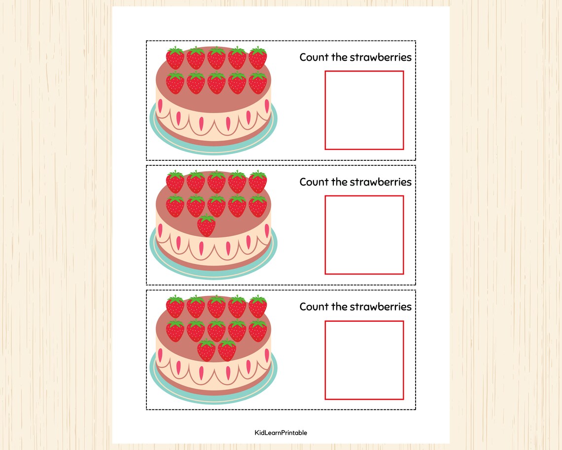 Valentine Count Strawberries Math Printable, Counting Valentines ...
