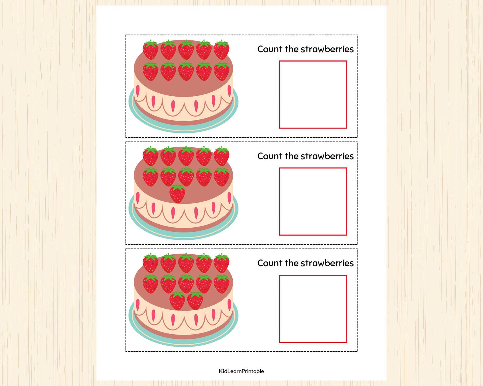 Valentine Count Strawberries Math Printable, Counting Valentines ...