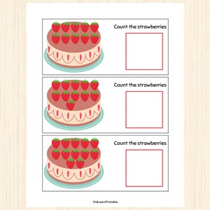 Valentine Count Strawberries Math Printable, Counting Valentines ...