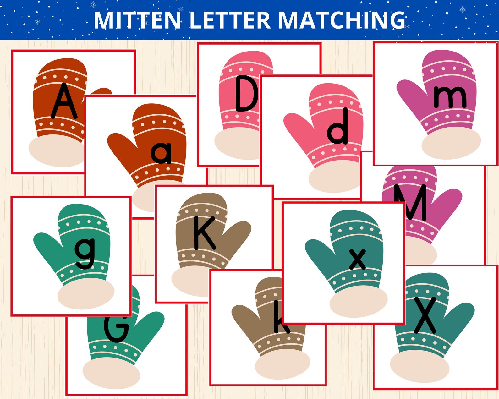 Mitten Letter Match,uppercase Lowercase Match,winter Preschool,winter ...