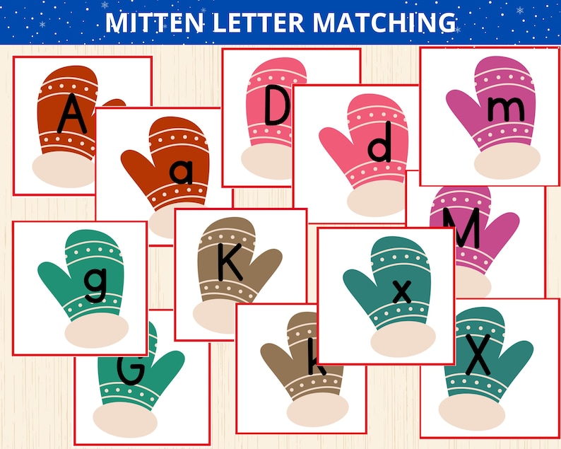 Mitten Letter Match,uppercase Lowercase Match,winter Preschool,winter ...