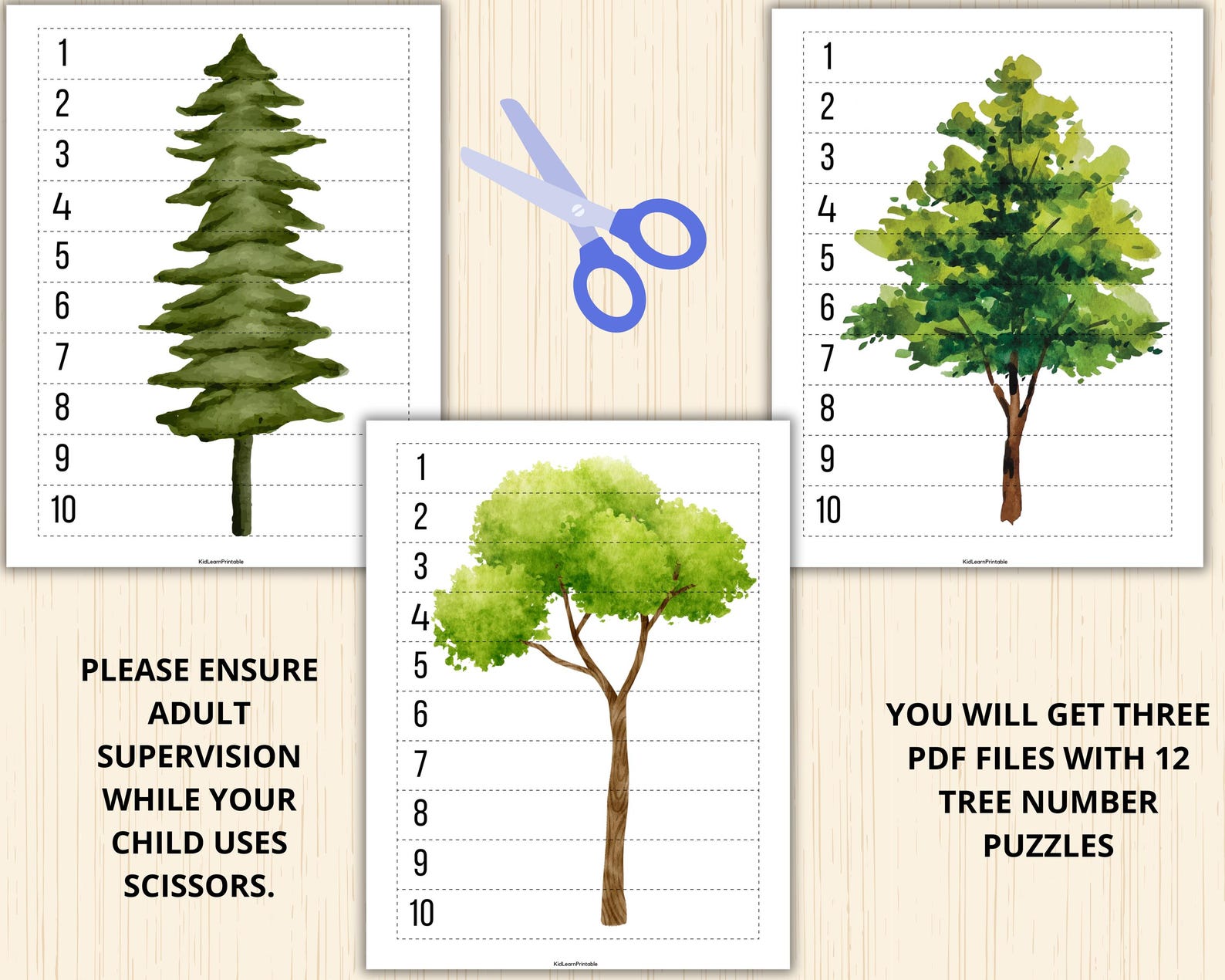 Tree Puzzle Kids,montessori Fall Wooden Puzzle,fall Number Sequence ...