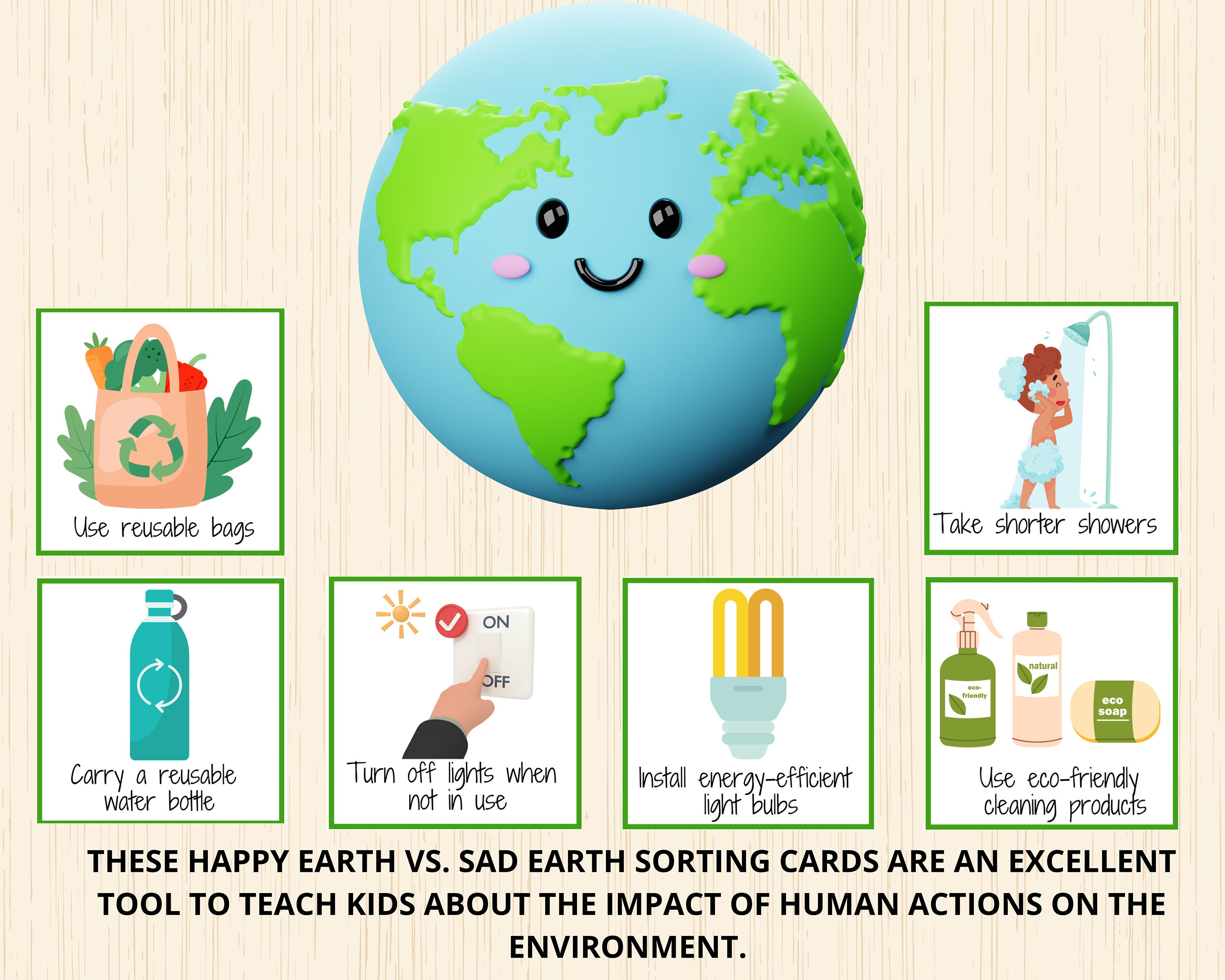 Happy Earth Sad Earth Sorting Activity,earth Day Montessori Preschool ...