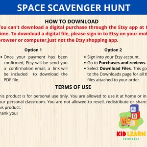 Space Scavenger Hunt,outer Space Treasure Hunt,galaxy Universe Activity ...