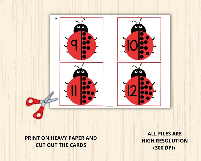 Ladybug Number Match,preschool Math Game,ladybug Puzzle,prek Math ...